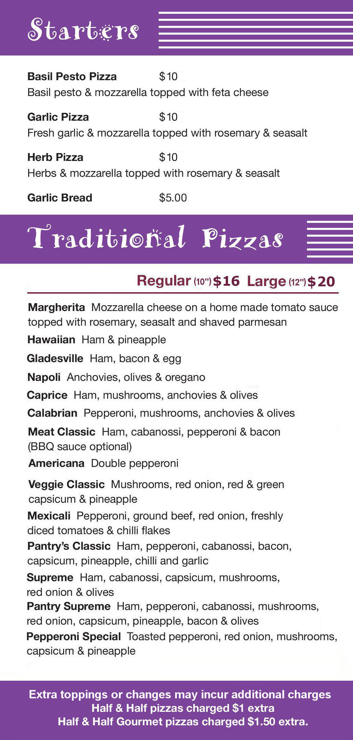 Menu – GOURMET PIZZA PANTRY